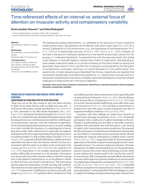 Pdf Time Referenced Effects Of An Internal Vs External Focus Of Attention On Muscular