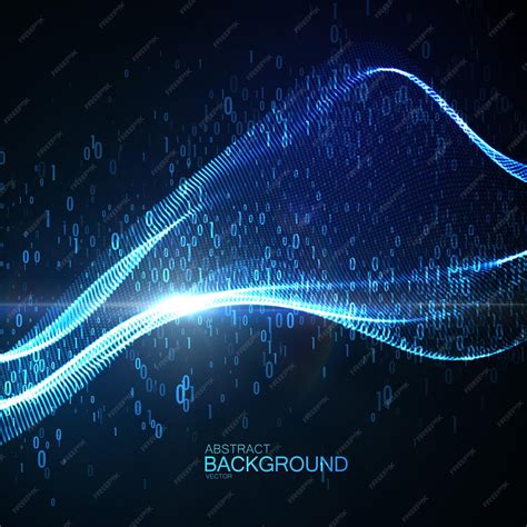 premium vector futuristic illustration of binary code particles and