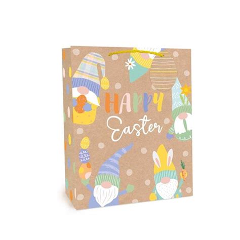 Kraft Easter Spots And Gonks Medium T Bag 23cm X 18cm Party Delights