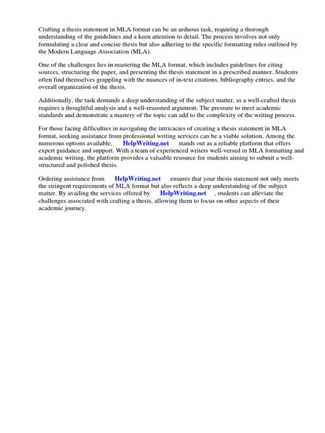 Thesis Statement In Mla Format Example Pdf Thesis Citation