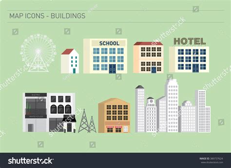 Map Icons Buildings Vector Illustration Stock Vector Royalty Free Shutterstock