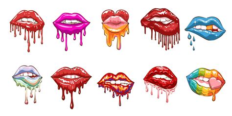Dripping Lips Vector Set Collection Graphic Clipart Design Vector Art At Vecteezy