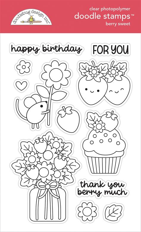 Doodlebug Clear Doodle Stamps Berry Sweet 842715088719