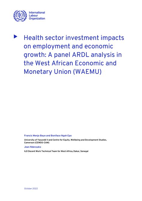 Pdf Health Sector Investment Impacts On Employment And Economic Growth A Panel Ardl Analysis