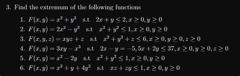 Solved Find The Extremum Of The Following Functions Chegg Com