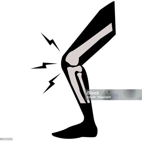 흰색 배경에 급성 무릎 통증 아이콘 염좌 부상 기호 관절염 기호 플랫 스타일 무릎에 대한 스톡 벡터 아트 및 기타 이미지