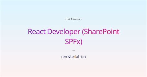 Remote React Developer Sharepoint Spfx Job At Human Resource Services Company Remote4africa