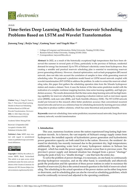 Pdf Time Series Deep Learning Models For Reservoir Scheduling