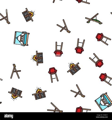 Outdoor Furniture Patio Garden Seamless Pattern Vector Stock Vector