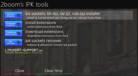 ipk tools enigma2 system utility plugins linux satellite support community