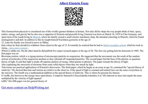 Albert Einstein Essay Pdf