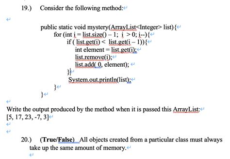 Solved 19 Consider The Following Method Public Static