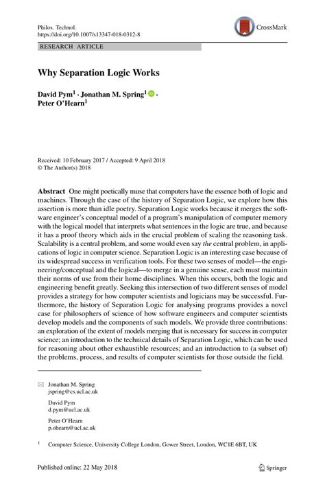 Pdf Why Separation Logic Works