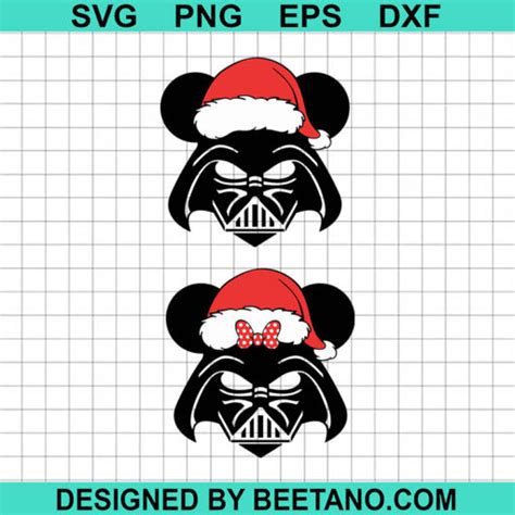 Darth Vader With Christmas Hat SVG Mickey Minnie Darth Vader SVG Star Wars Christmas SVG