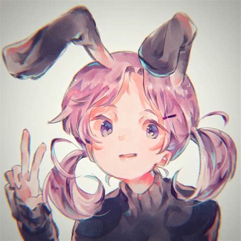 兔子 插画师彩羽とも的双马尾插画图片 BoBoPic