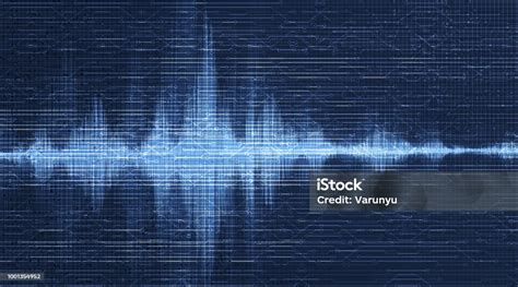 하이테크 디지털 사운드 웨이브 낮은 Hight 리히터 규모 주파수 속도 선 파란색 배경에 기술 및 지진 파도 다이어그램 개념 음악 스튜디오와 과학 벡터 디자인 개념에 대한