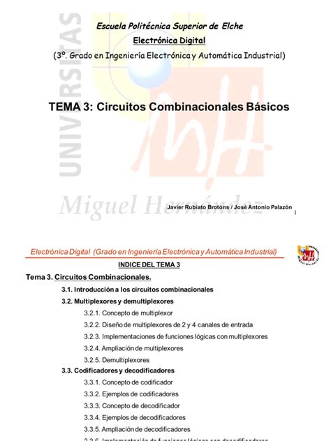 Tema 3 Circuitos Combinacionales Basicos 2020 2021 Pdf