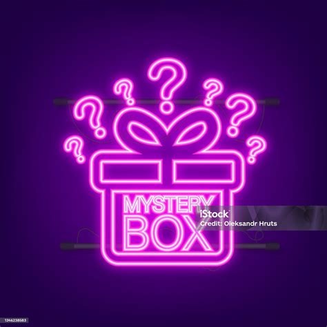 미스터리 박스 컨셉 디자인용 패키징 깜짝 선물 패키지 디자인 도움말 기호를 참조하십시오 네온 아이콘 벡터 스톡 일러스트레이션 미스터리에 대한 스톡 벡터 아트 및 기타 이미지