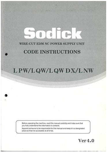Used Manual For Used Sodick Wire Cut Edm Nc Power Supply Unit Lpwl