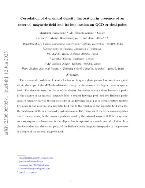 Pdf Correlation Of Dynamical Density Fluctuation In Presence Of An