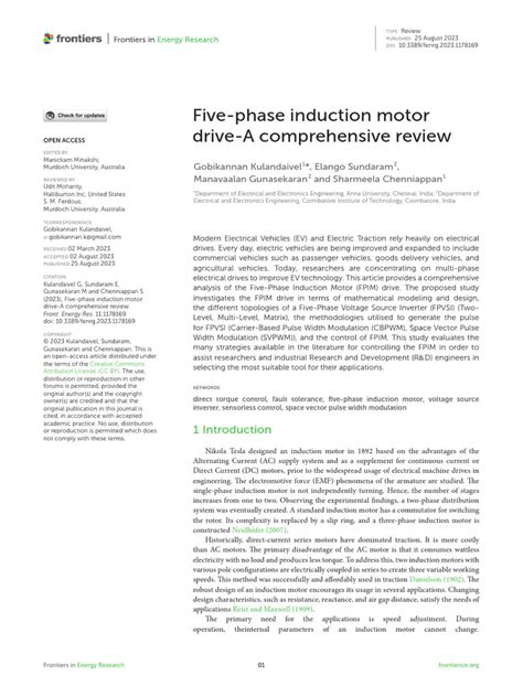 Five Phase Induction Motor Drive A Comprehensive R Pdf Electric Motor Power Inverter