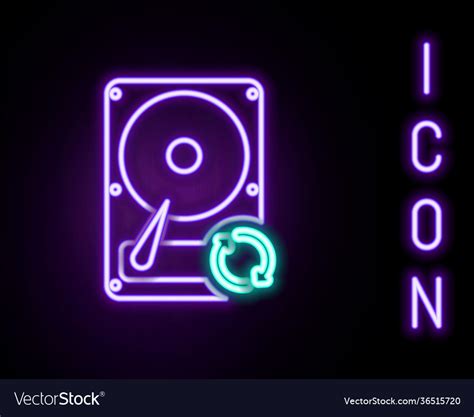 Glowing Neon Line Hard Disk Drive Hdd Sync Refresh