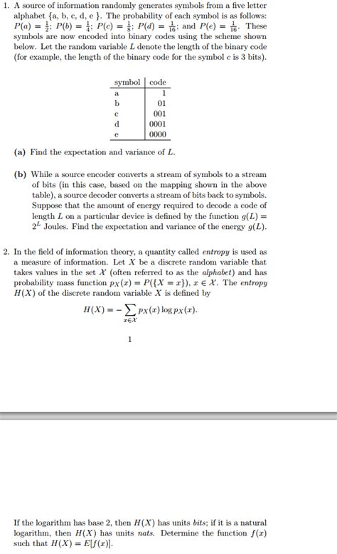 Solved A Source Of Information Randomly Generates Symbols Chegg