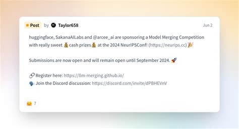 Taylor658 On Hugging Face Huggingface Sakanaailabs And Arceeai Are Sponsoring A Model