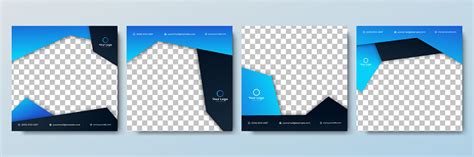 편집 가능한 최소 사각형 배너 템플릿 집합입니다 스트라이프 라인 모양의 블랙과 블루 배경 색상 소셜 미디어 게시물 및 웹 인터넷 광고에 적합합니다 사진 대학 벡터