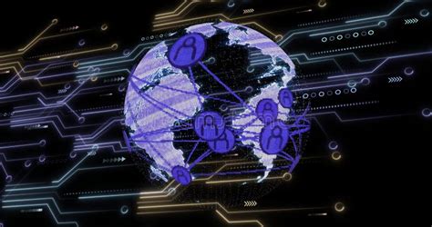 Digital Network Connections And Data Processing Animation Over Rotating Earth Stock Footage