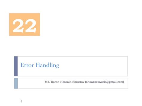 Lecture 22 Error Handling Ppt
