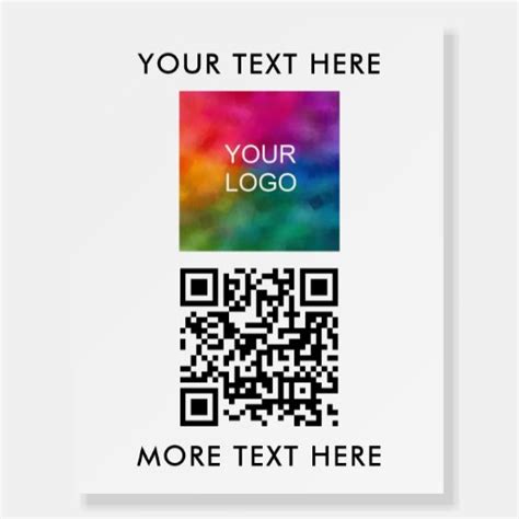 Custom Modern Simple Template Logo Qr Code Foam Board Zazzle