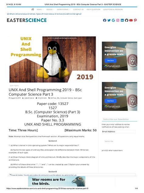 Unix And Shell Programming 2019 Bsc Computer Science Part 3 Easter