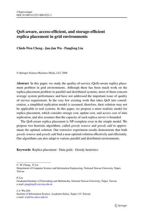 Pdf Qos Aware Access Efficient And Storage Efficient Replica