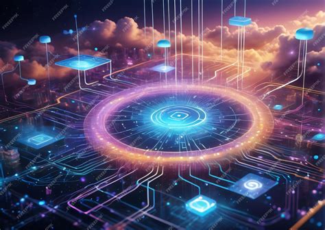Cloud Computing Data Storage Digital Infrastructure Futuristic Technology Circuit Board Glowing