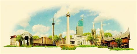 雅加达 向量例证 插画 包括有 横向 国家 商业 地标 都市风景 颜色 石油 艺术性 艺术 65065852