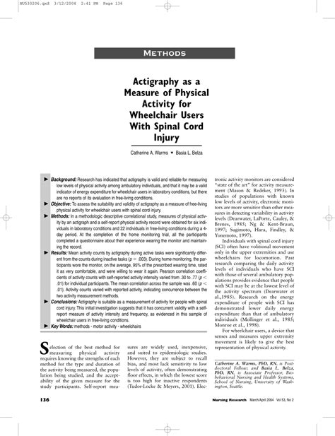pdf actigraphy as a measure of physical activity for wheelchair users