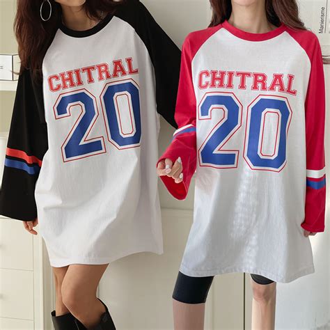 유야 [99까지] 캐주얼 면 나염 배색 나그랑 긴팔 롱 티셔츠 박스티 커플티 Ts0520 빅사이즈 루즈핏 가을 코디