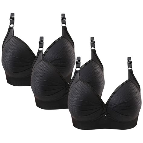 Homegardon 3pcs Plus Size Bras For Women Wire Free Comfortable Push