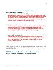 Importance Of Aseptic Technique In Microbiology Lab Practices Course Hero