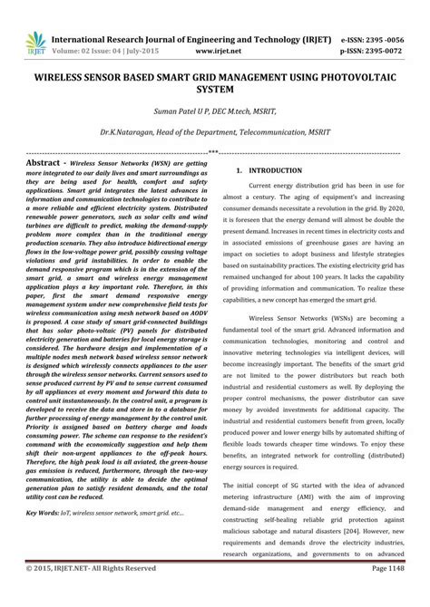 Pdf Wireless Sensor Based Smart Grid Management Using Photovoltaic Dokumentips