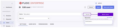 Blocking A User — Fudo Enterprise 56 System Documentation