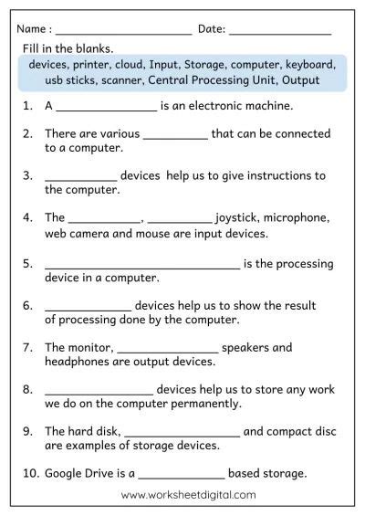 Ict Worksheets Worksheet Digital