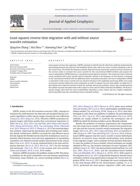 Pdf Least Squares Reverse Time Migration With And Without Source Wavelet Estimation