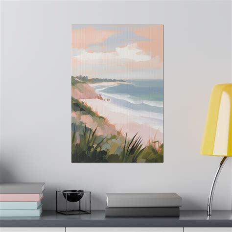 Seaside Beach Pastel Watercolor Art Print Ocean View Canvas Etsy