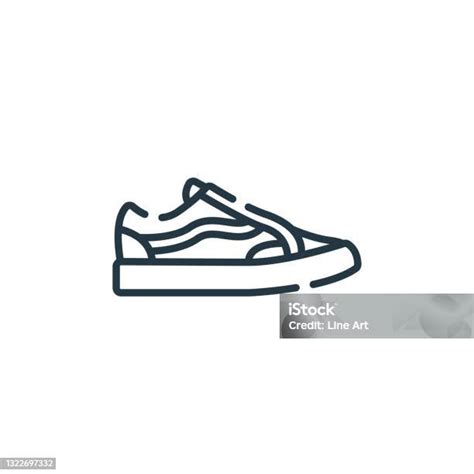 로큰롤 컨셉의 신발 아이콘 벡터 신발 편집 스트로크의 얇은 라인 그림 웹 및 모바일 앱 로고 인쇄 미디어에 사용하기 위한 신발