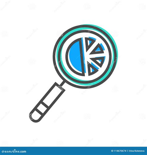 Big Data Linear Icon With Magnifier Sign Stock Illustration