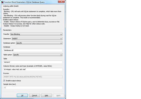 Hardware Modules Amg Sqlite Database Server Waijung Simulink Block Support Sqlite Database