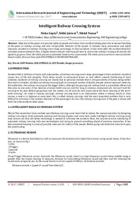 Pdf Intelligent Railway Crossing System