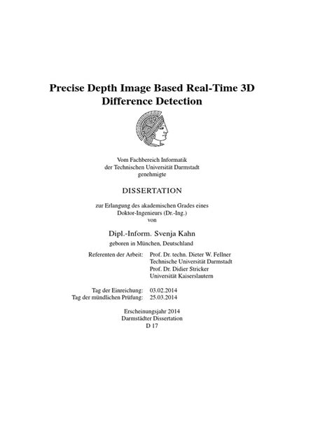 Precise Depth Image Based Real Time 3d Difference Detection Pdf 3 D Computer Graphics Vision